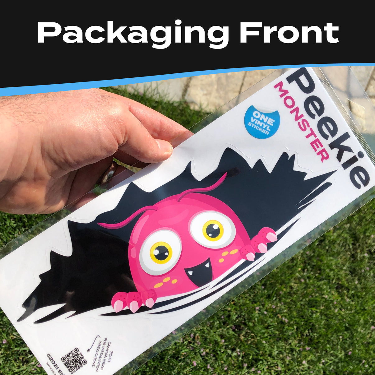 Peekie the Peeking Monster Cute Pink Bumper Sticker – Stickios