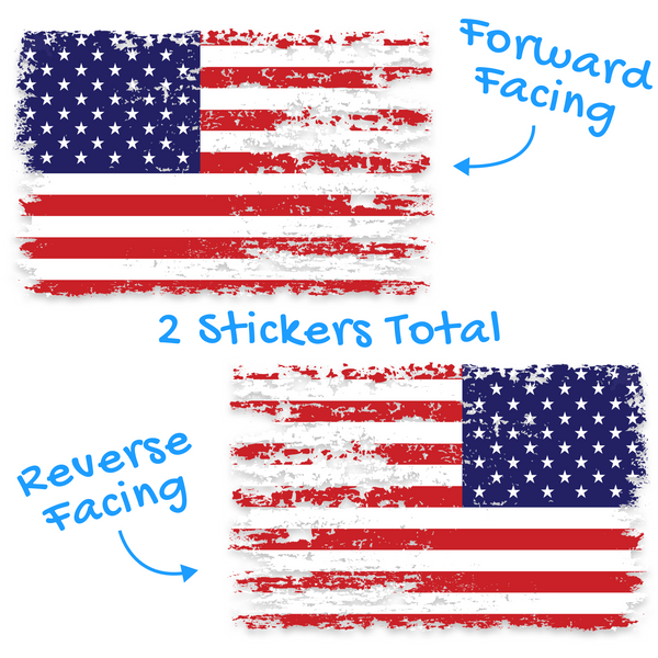 Forward & Reverse Facing Distressed American Flag Decals - Star-Spangl ...